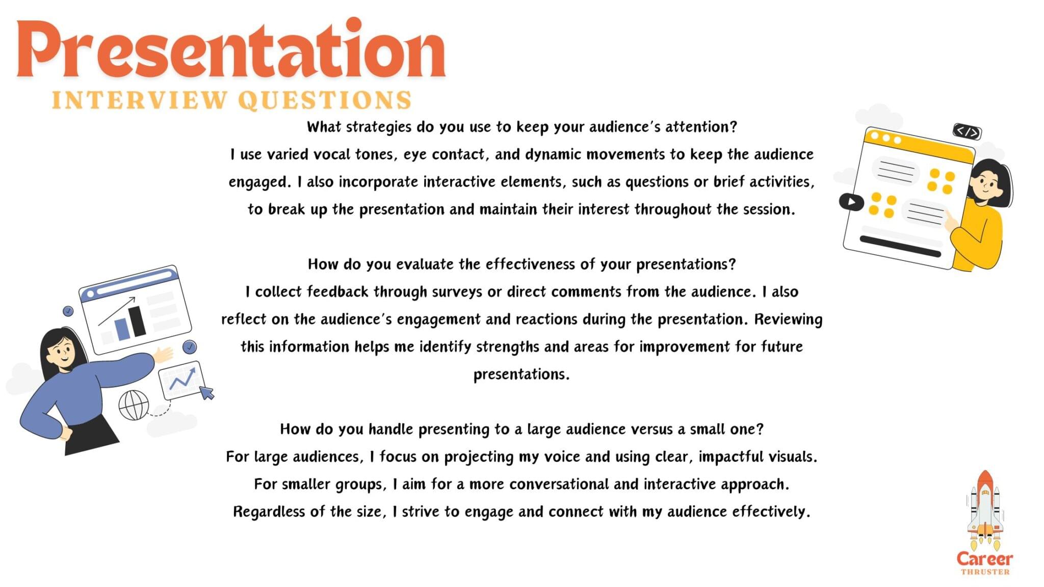 65+ Presentation Interview Questions (With Sample Answers)